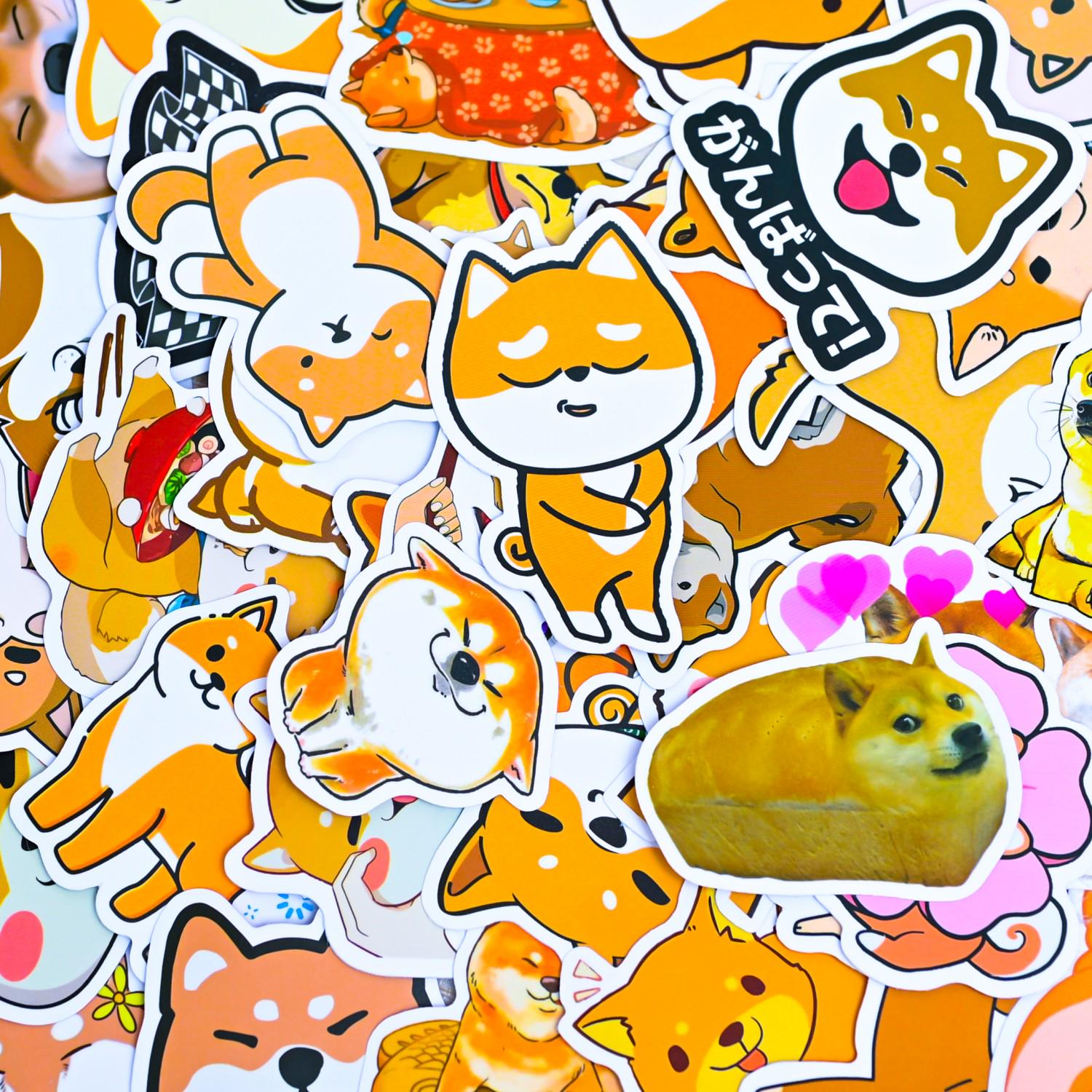 50 Random Shiba Inu Vinyl Stickers Pack - Cute Dog Stickers for Water ...