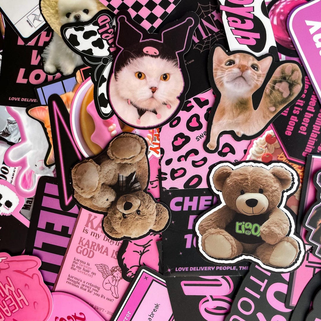 100pcs Y2K Pink Aesthetic Stickers Pack, Cute Girly Stickers, Vintage ...