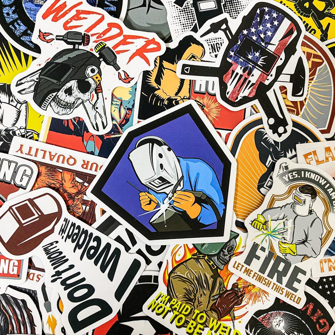 50pcs Industrial Welding Stickers, Helmet Decals, Metal Worker ...