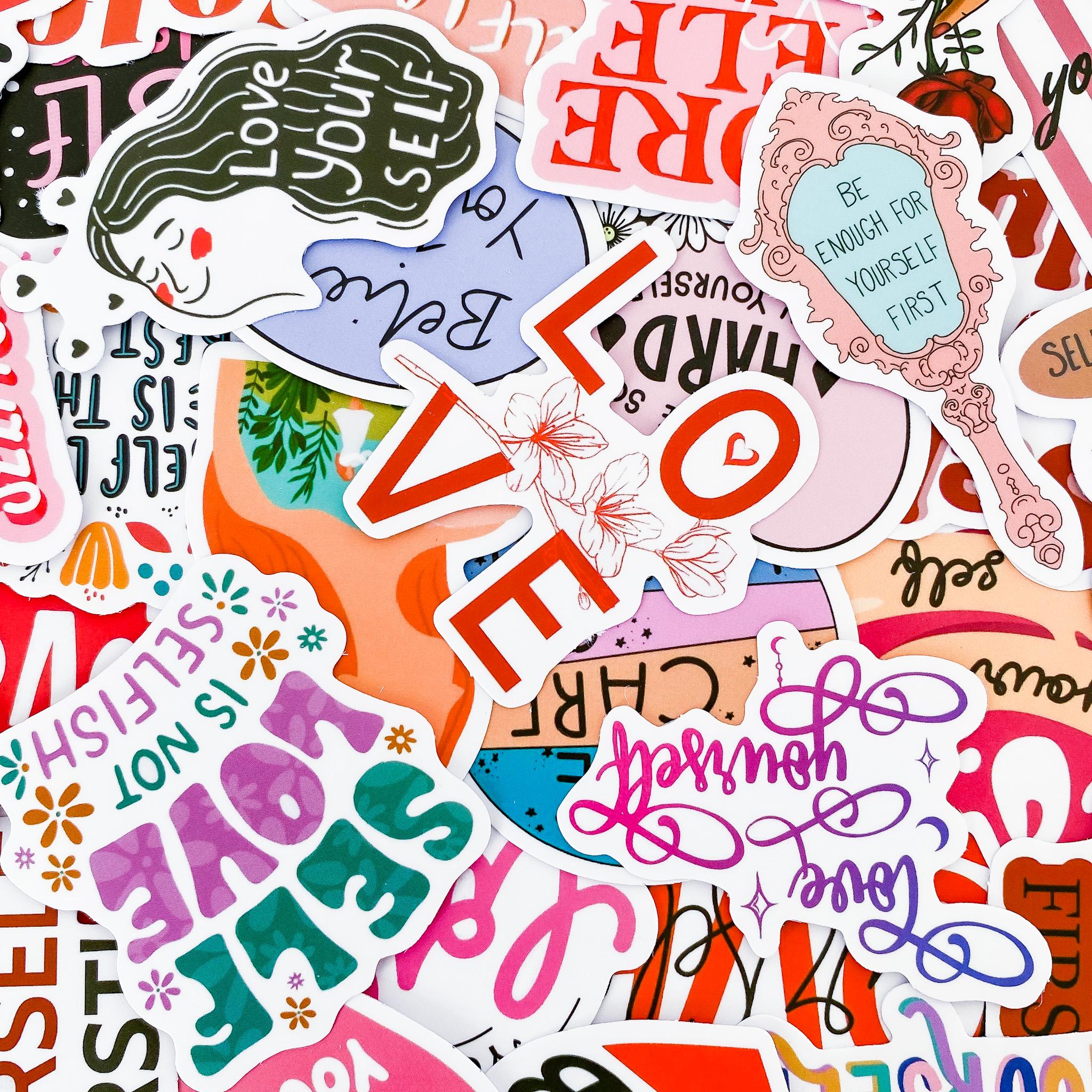 50pcs Self Love & Self Care Sticker Pack, Positivity Stickers, Floral ...