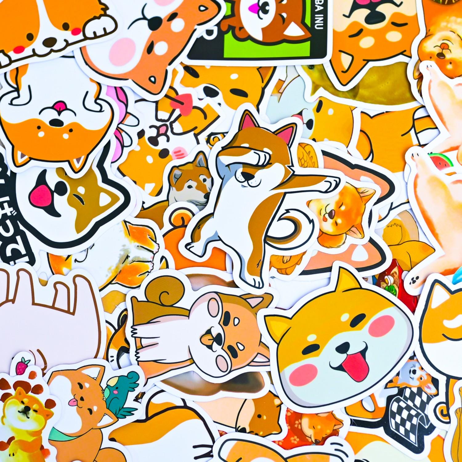 50 Random Shiba Inu Vinyl Stickers Pack - Cute Dog Stickers for Water ...