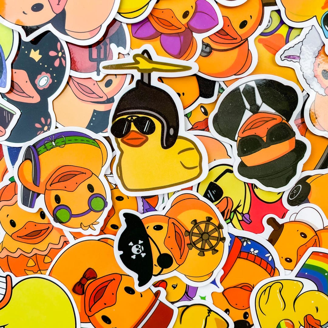 100pcs Waterproof Rubber Duck Sticker Pack, Funny Cute Duck Stickers ...