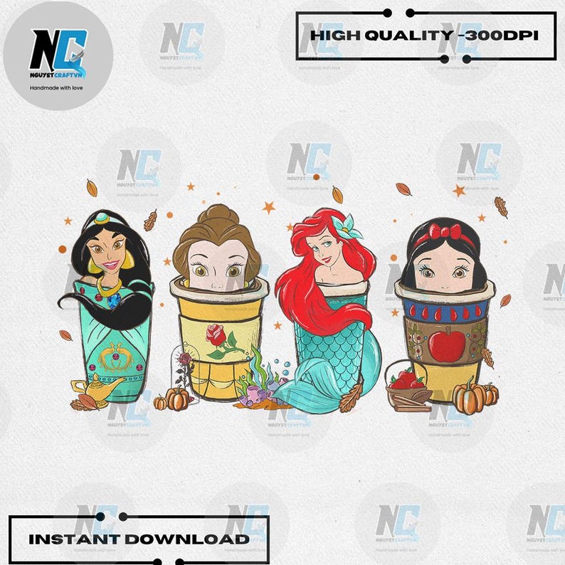 Princess Fall Coffee Latte PNG, Halloween Coffee Png, Princess Coffee ...
