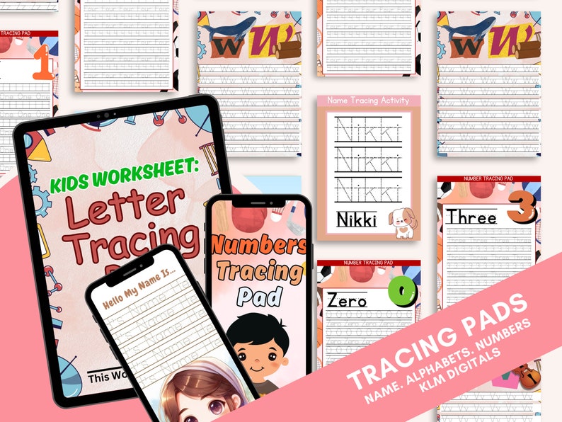 Tracing Pads Name, Alphabet, Numbers - Etsy