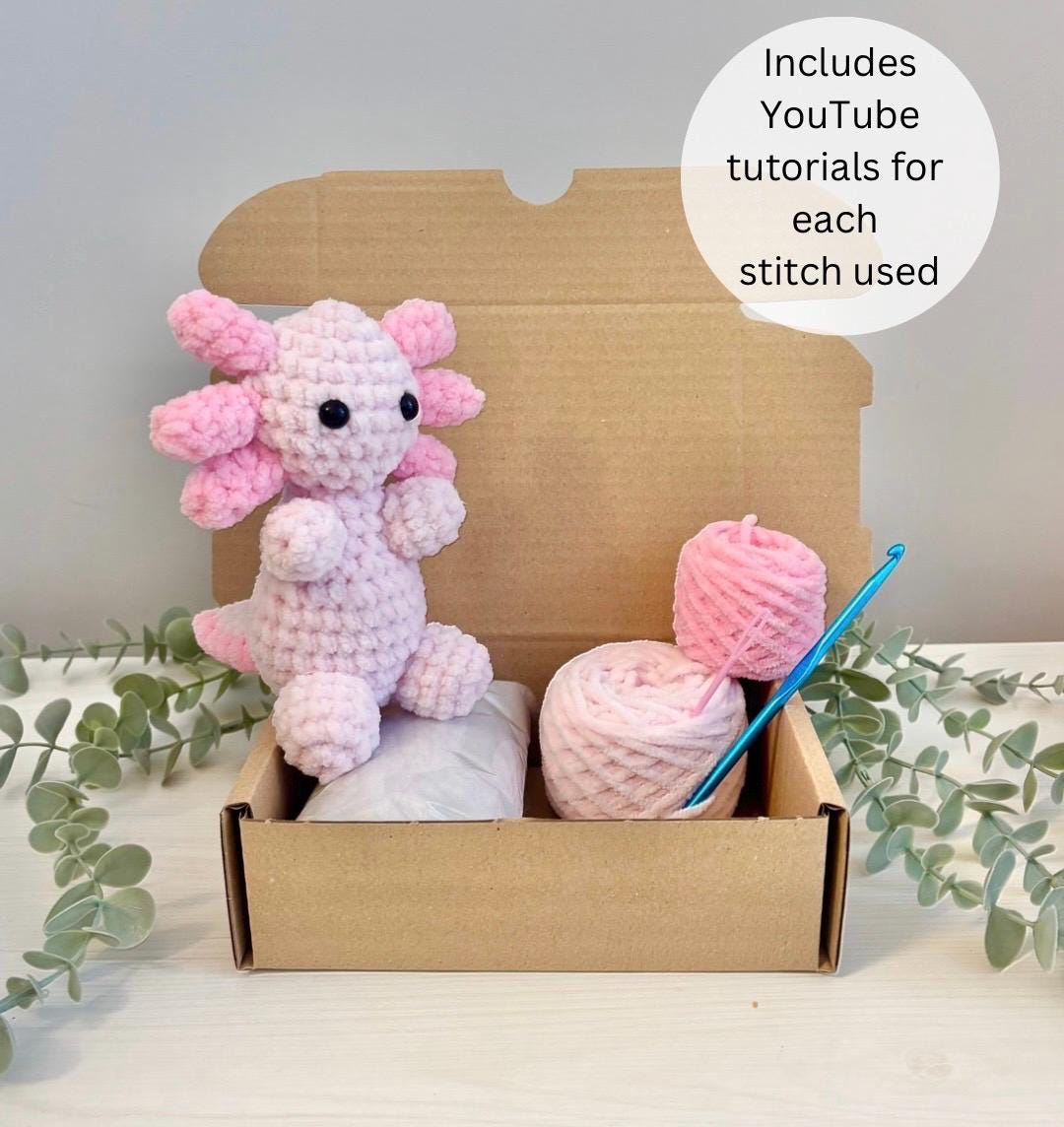 DIY Amigurumi Axolotl Crochet Kit - Easy Handmade Crochet Craft Project ...