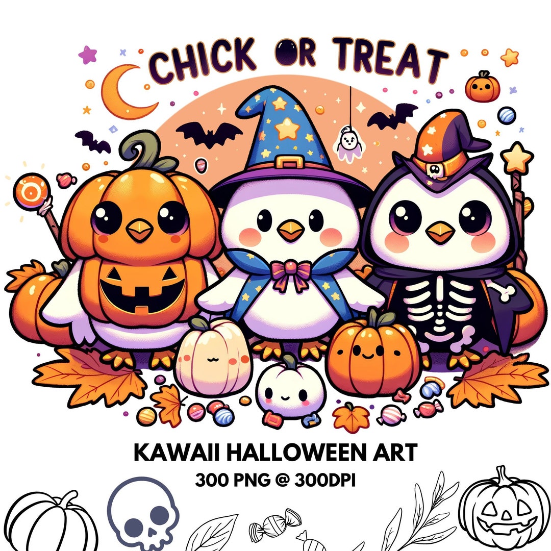 Kawaii Halloween Chicken PNG: Chick or Treat Art (digital Download) - Etsy