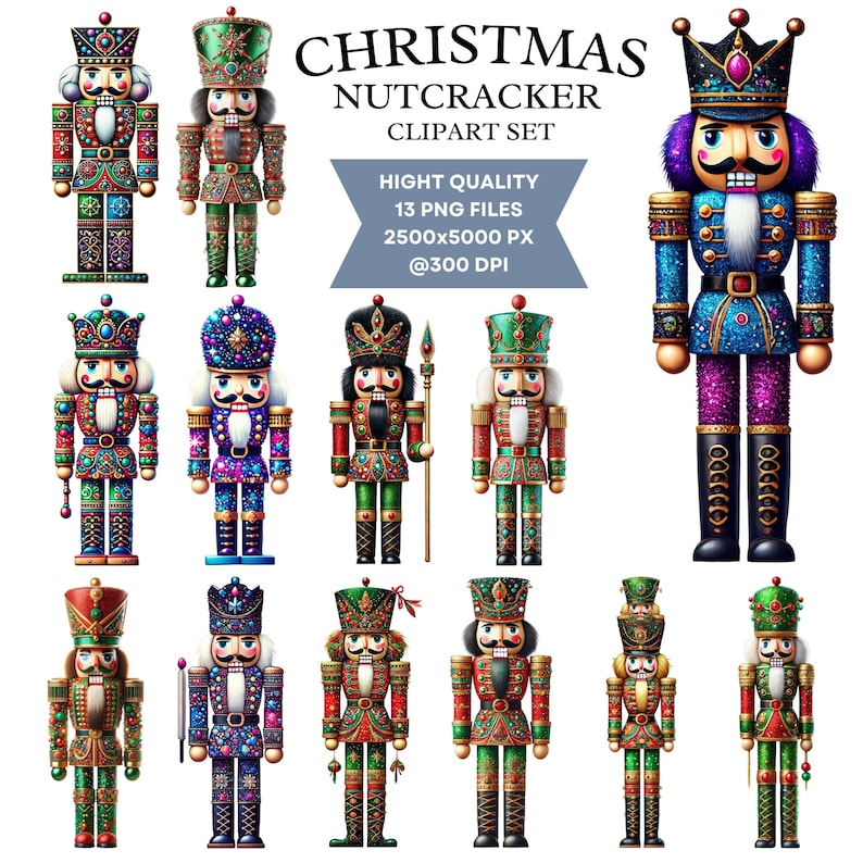 Christmas Nutcracker Clipart Set, 13 Festive Nutcracker Designs ...