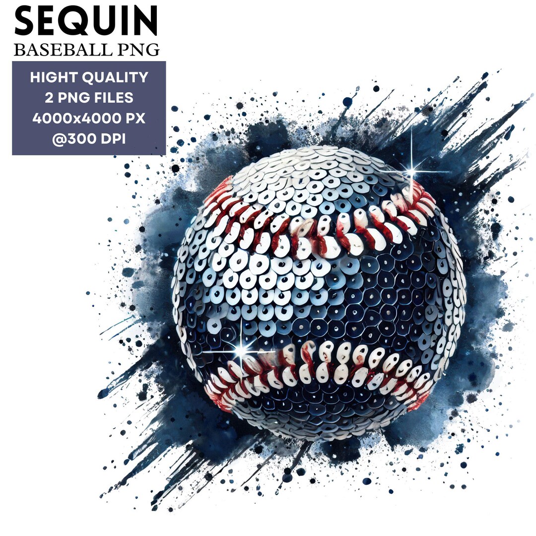 Sequin Baseball PNG: Glitter Sports Sublimation Design (digital ...