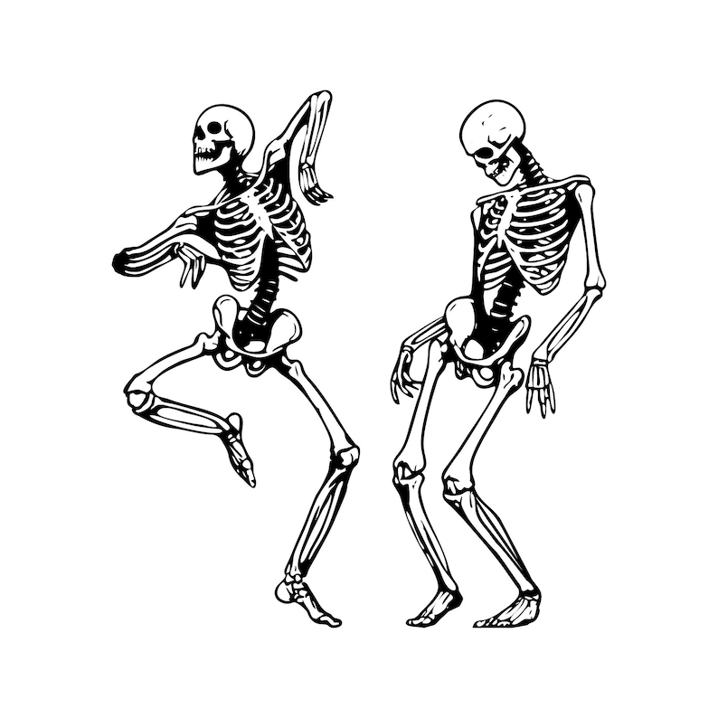 14 Dancing Skeletons Clipart Set, Spooky Halloween Skeletons PNG & SVG ...