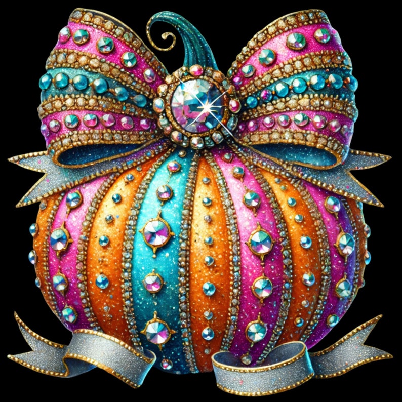 Glam Halloween Pumpkin Clipart Set, 16 Sparkling Watercolor Pumpkins ...