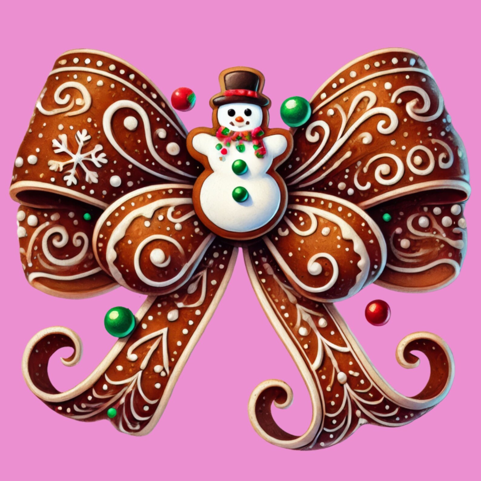Christmas Gingerbread Bow PNG Set, 4 High Quality Coquette Holiday ...