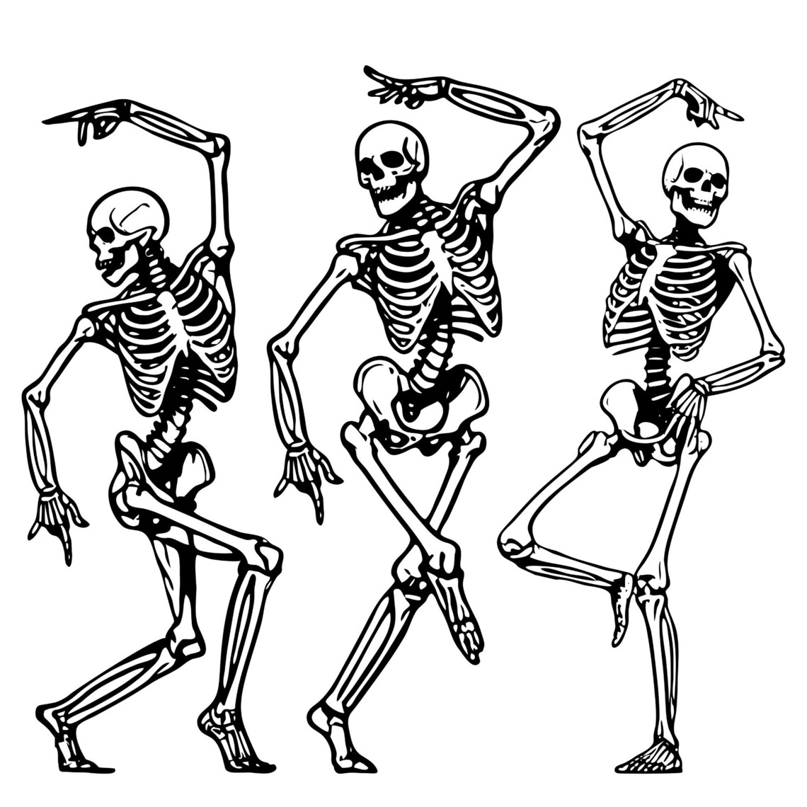 14 Dancing Skeletons Clipart Set, Spooky Halloween Skeletons PNG & SVG ...