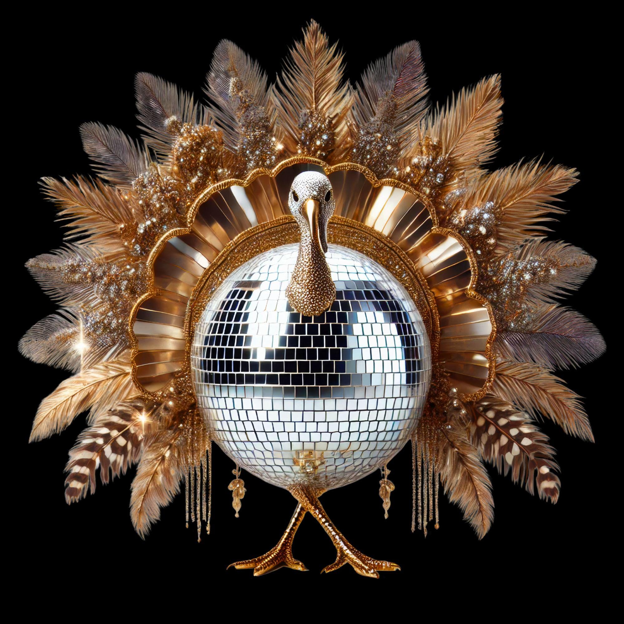 Glam Disco Turkey Clipart Set, 4 Luxurious Thanksgiving Designs ...