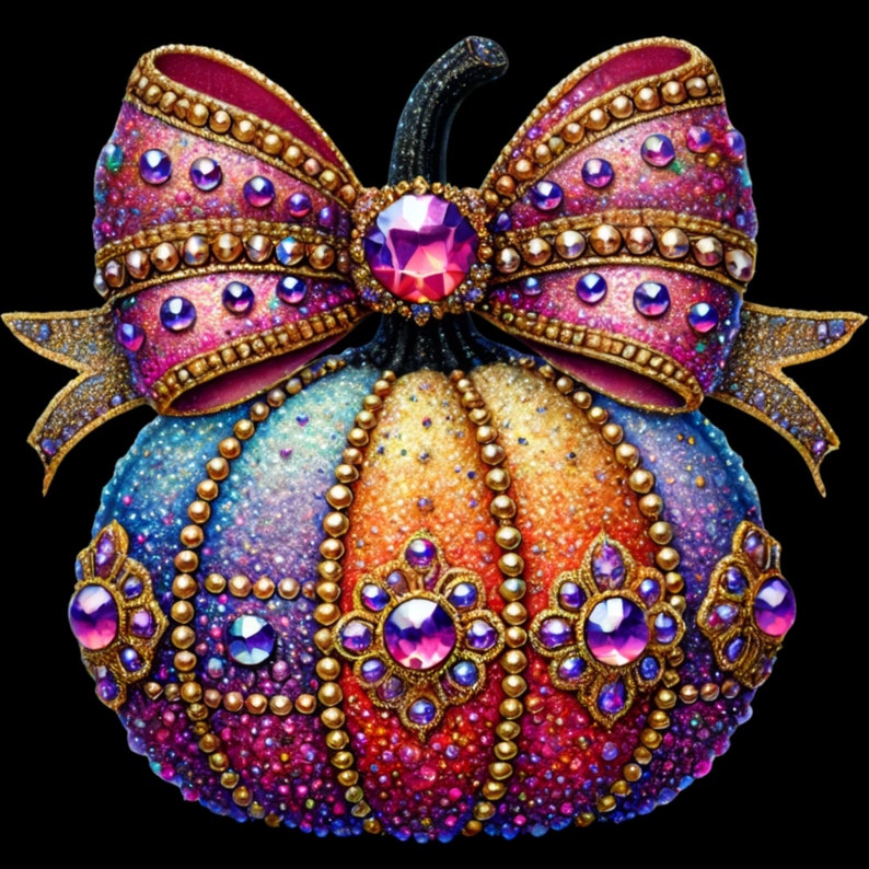 Glam Halloween Pumpkin Clipart Set, 16 Sparkling Watercolor Pumpkins ...