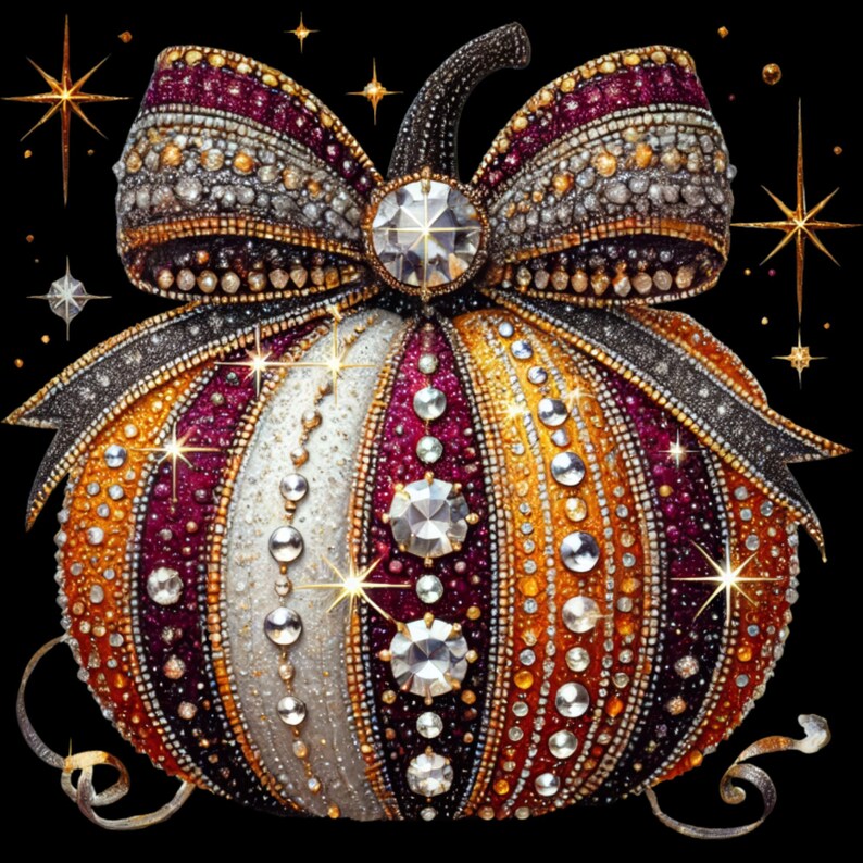 Glam Halloween Pumpkin Clipart Set, 16 Sparkling Watercolor Pumpkins ...
