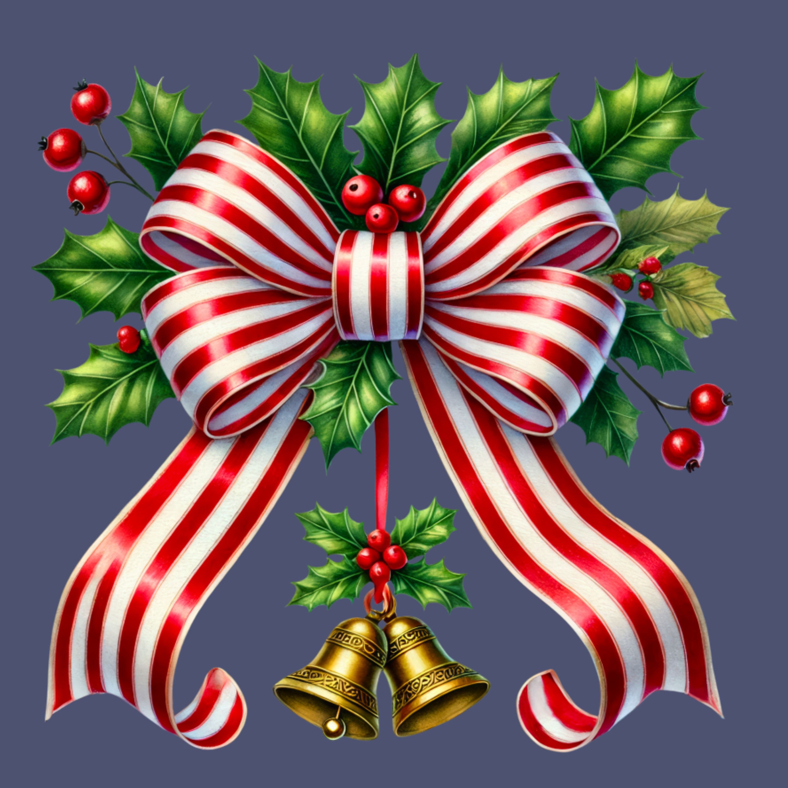 Watercolor Christmas Bow Clipart, Set of 4 Red and White Striped Bows ...