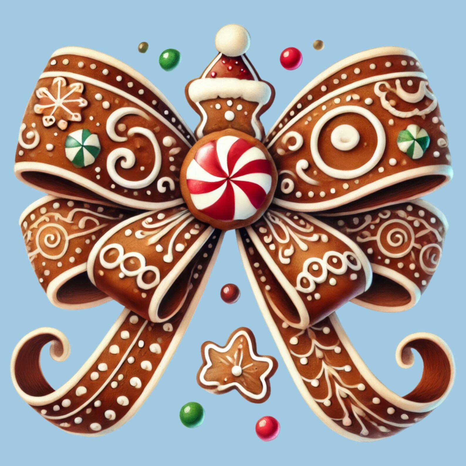 Christmas Gingerbread Bow PNG Set, 4 High Quality Coquette Holiday ...