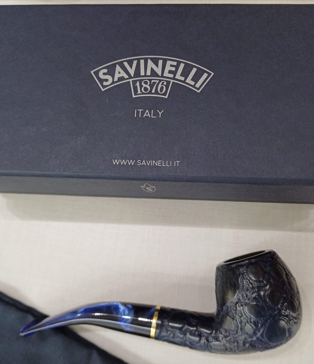 SAVINELLI ALLIGATOR PIPE Blue 626 Apple Regular Curve Smooth Briar 100% ...