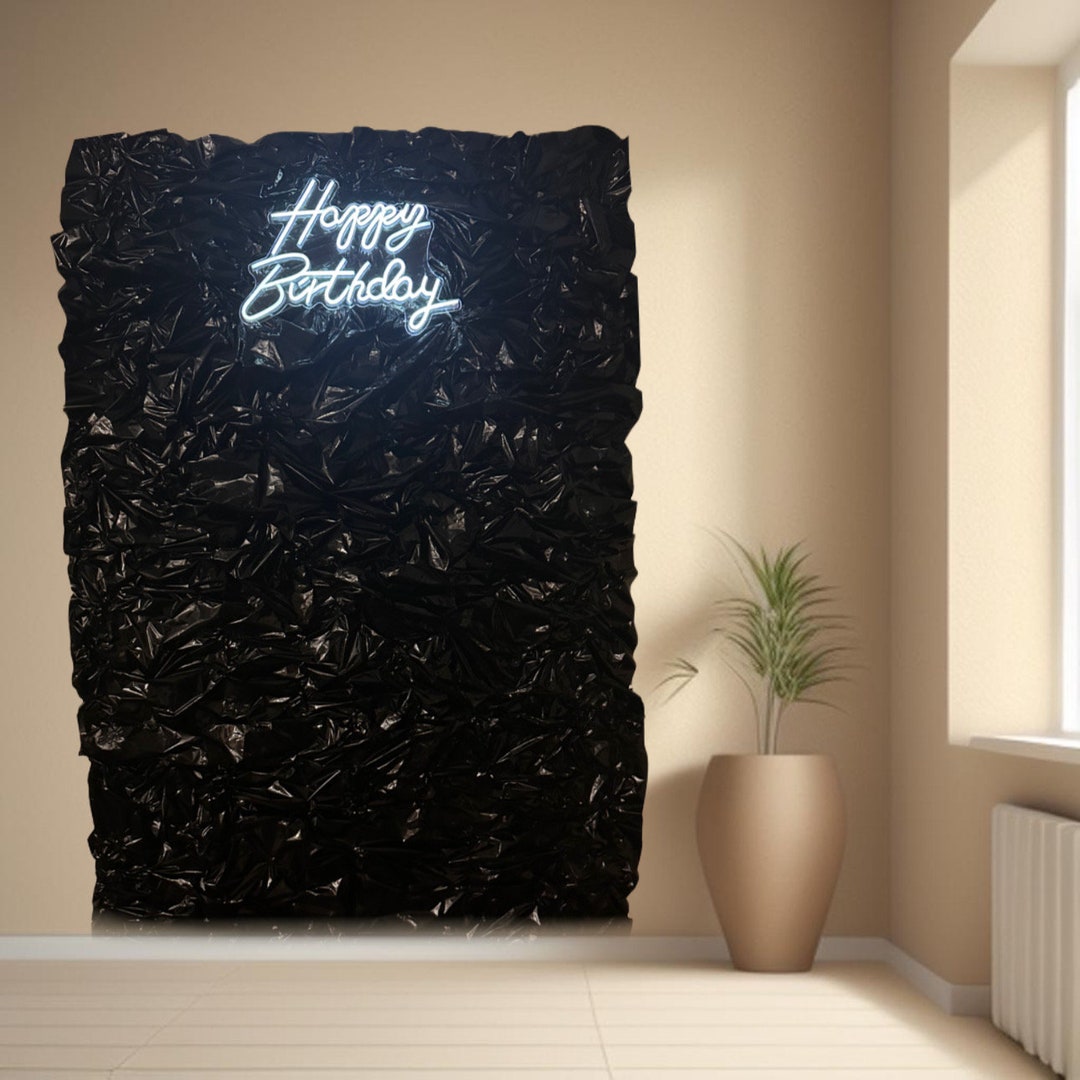 Black Backdrop, Party Backdrop, Black Foil Backdrop, Happy Birthday ...