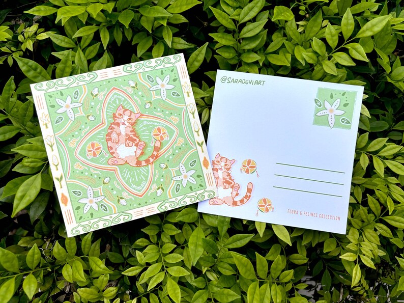 Set of Peranakan Pattern Cat and South East Asian Floral Postcards - Etsy