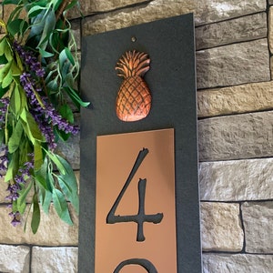 TROPICAL PINEAPPLE House Numbers, Coastal Tropical Vertical Home ...