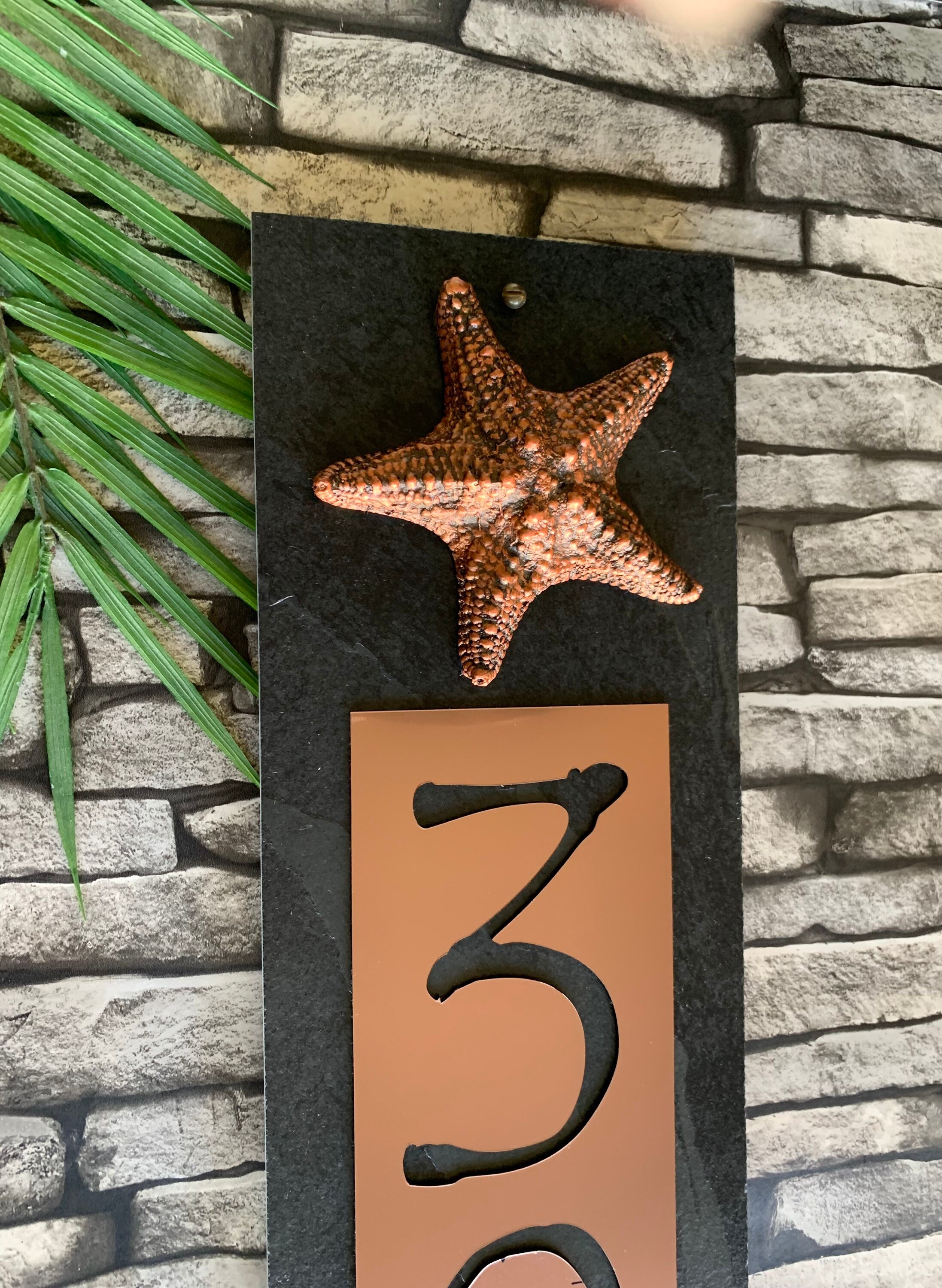 STARFISH House Numbers Coastal Home Address Plaque Slate | Etsy