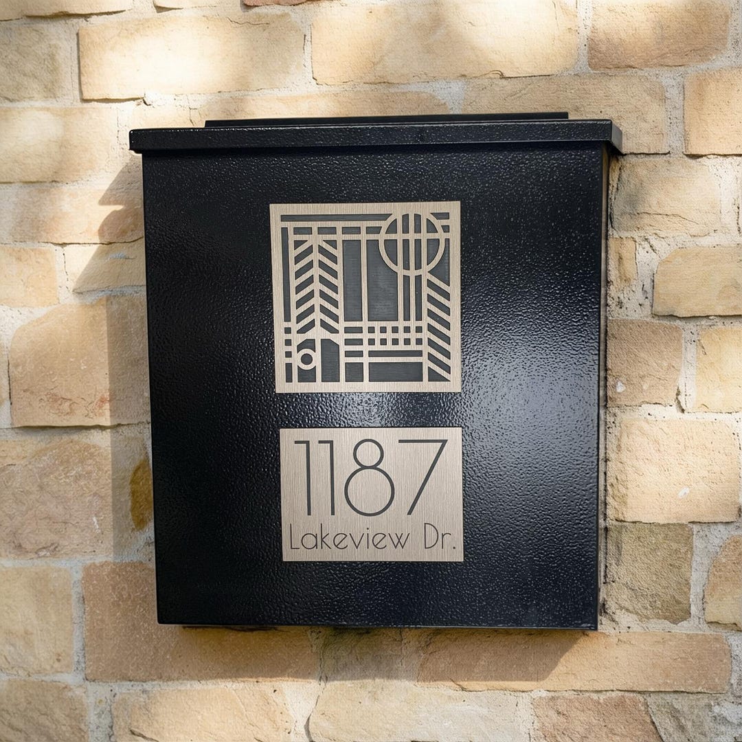 Frank Loyd Wright, Craftsman Bungalow Mailbox, Personalized With House ...