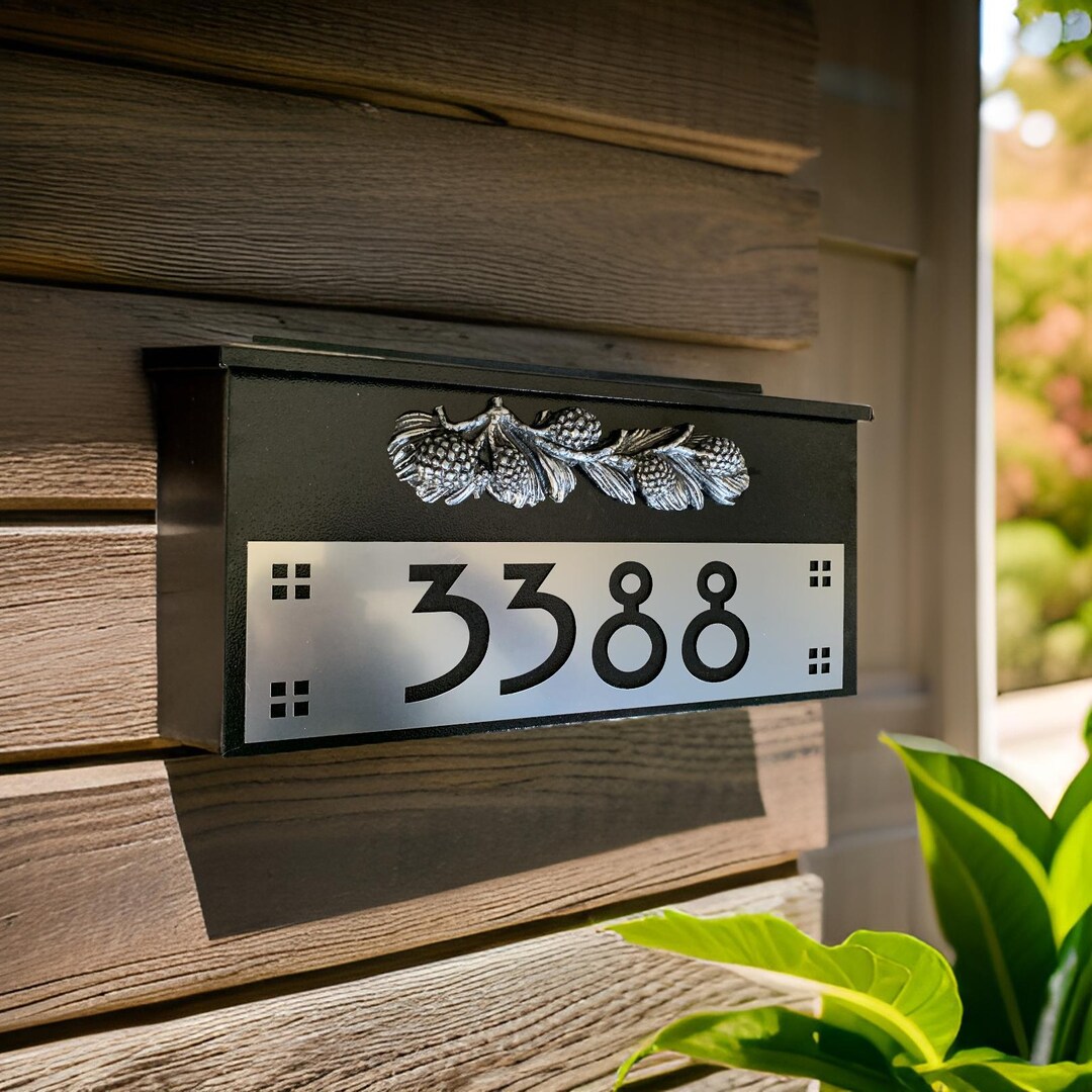 Craftsman Pinecone Large Capacity Mailbox, Personalized Address House ...