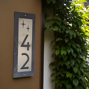 Mid Century Modern Slate House Numbers, Customized Vertical Address ...