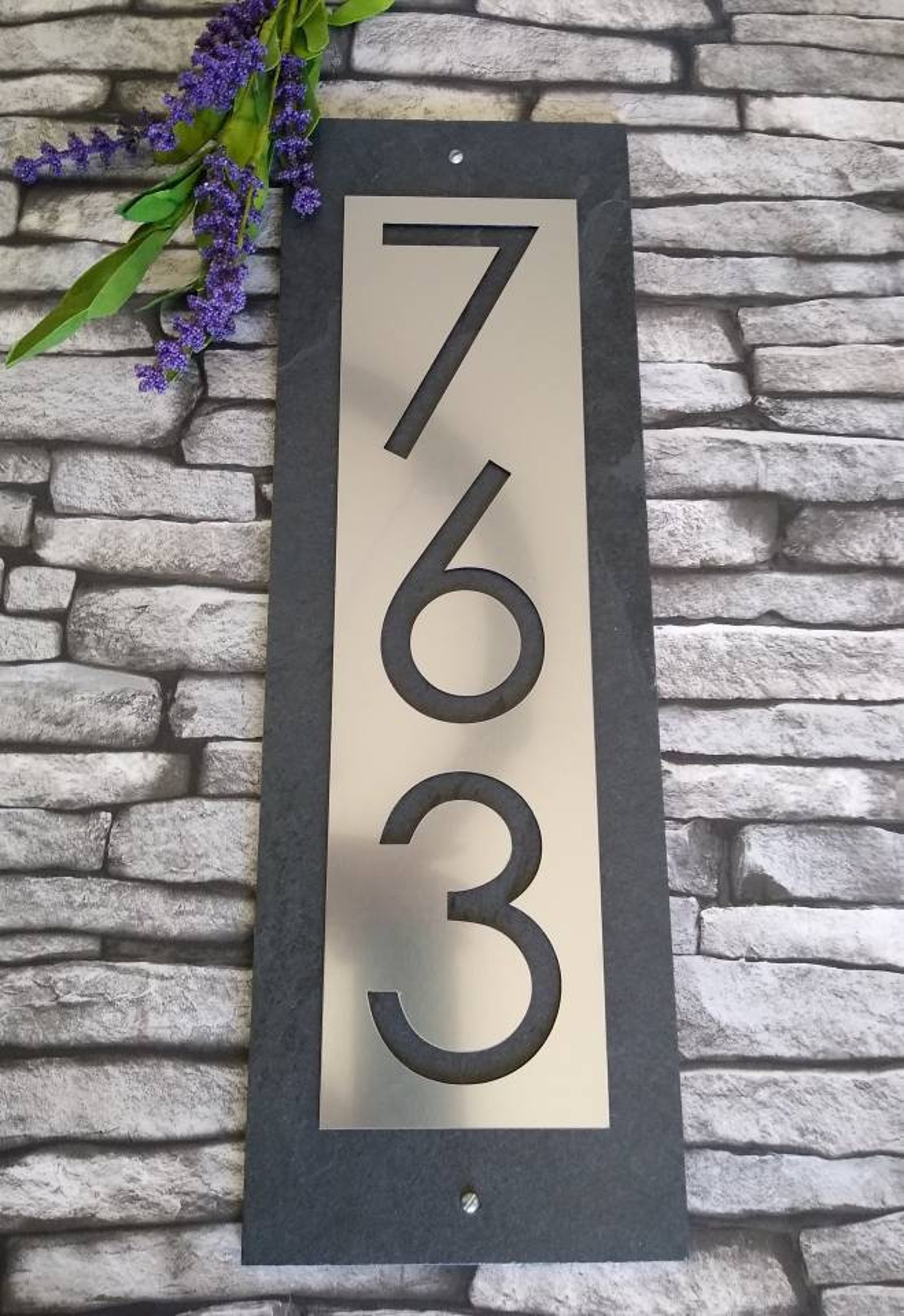 Mid Century Modern Slate House Numbers Customized Vertical - Etsy