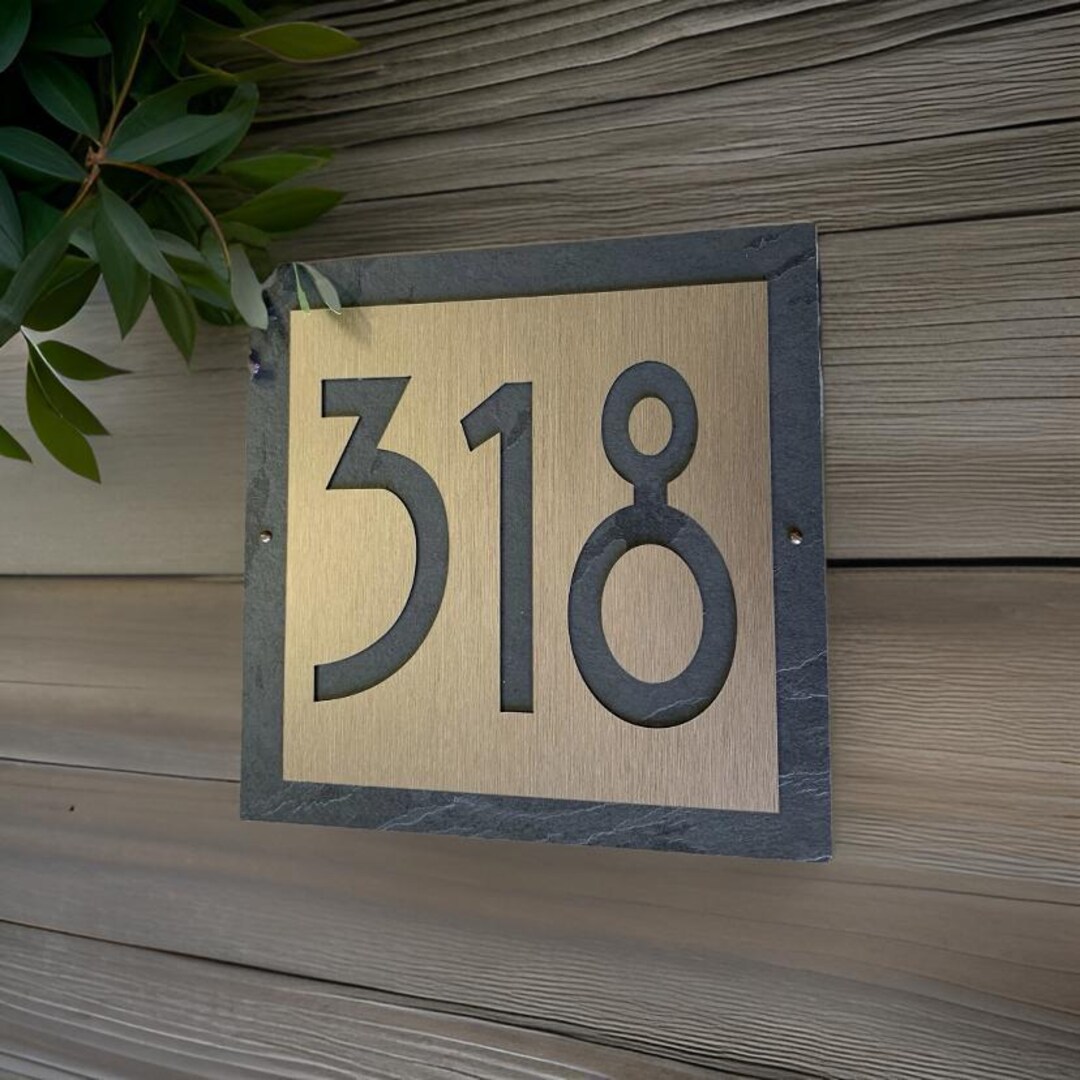 Modern Slate House Number Plaque: 7" Copper/bronze/platinum - Etsy