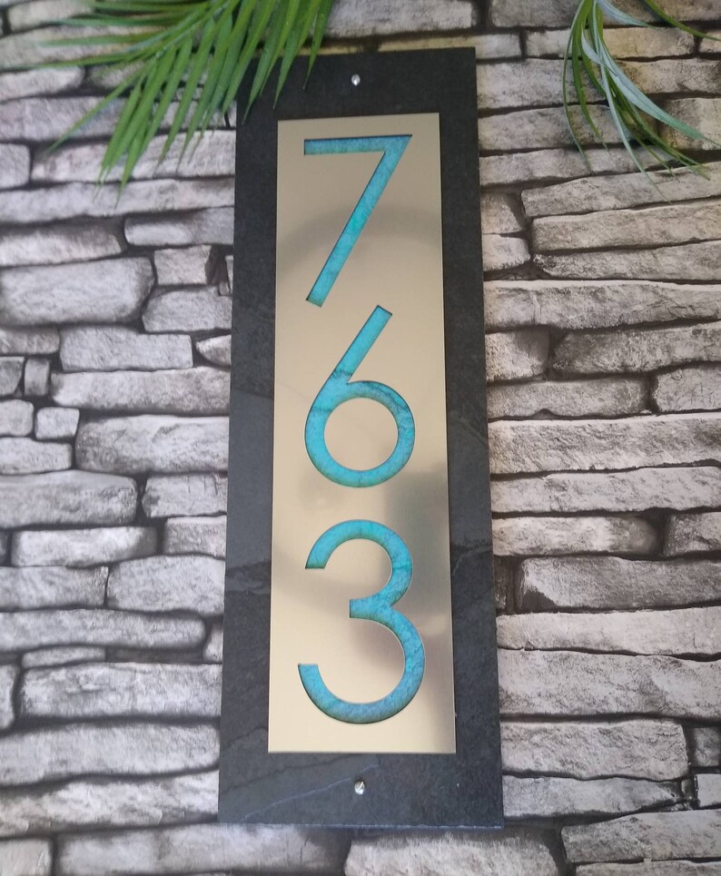 Modern Address Plaque Mid Century House Numbers Vertical - Etsy Canada