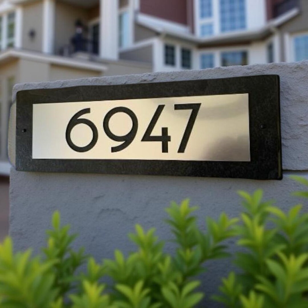 Modern Home Address Sign, Customized House Numbers, Platinum, Bronze or ...