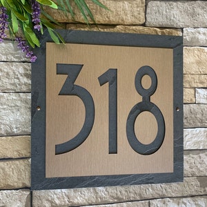 Modern Slate House Number Plaque: 7" Copper/bronze/platinum - Etsy