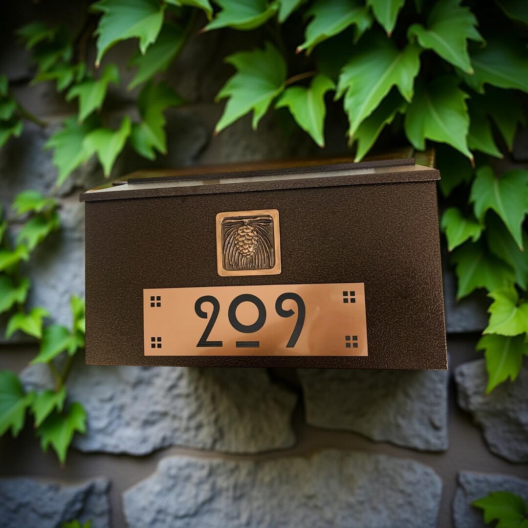 Craftsman Bungalow, Large Mailbox, Hammered Bronze With Pinecone and ...