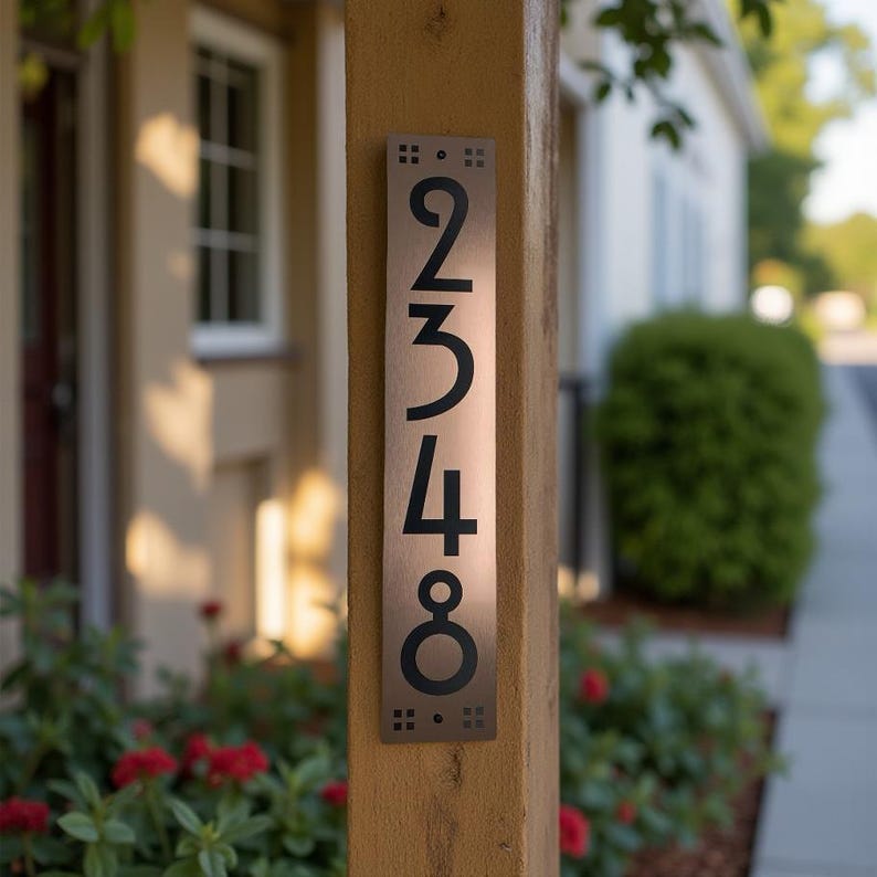 Craftsman Mailbox Post HOUSE NUMBERS, Vertical Copper Hill House Home ...