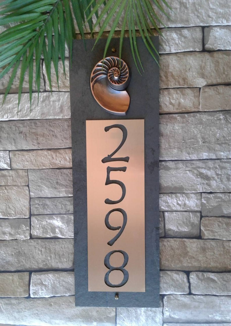 COASTAL Nautilus Shell House Numbers, Home Address Plaque, Copper ...