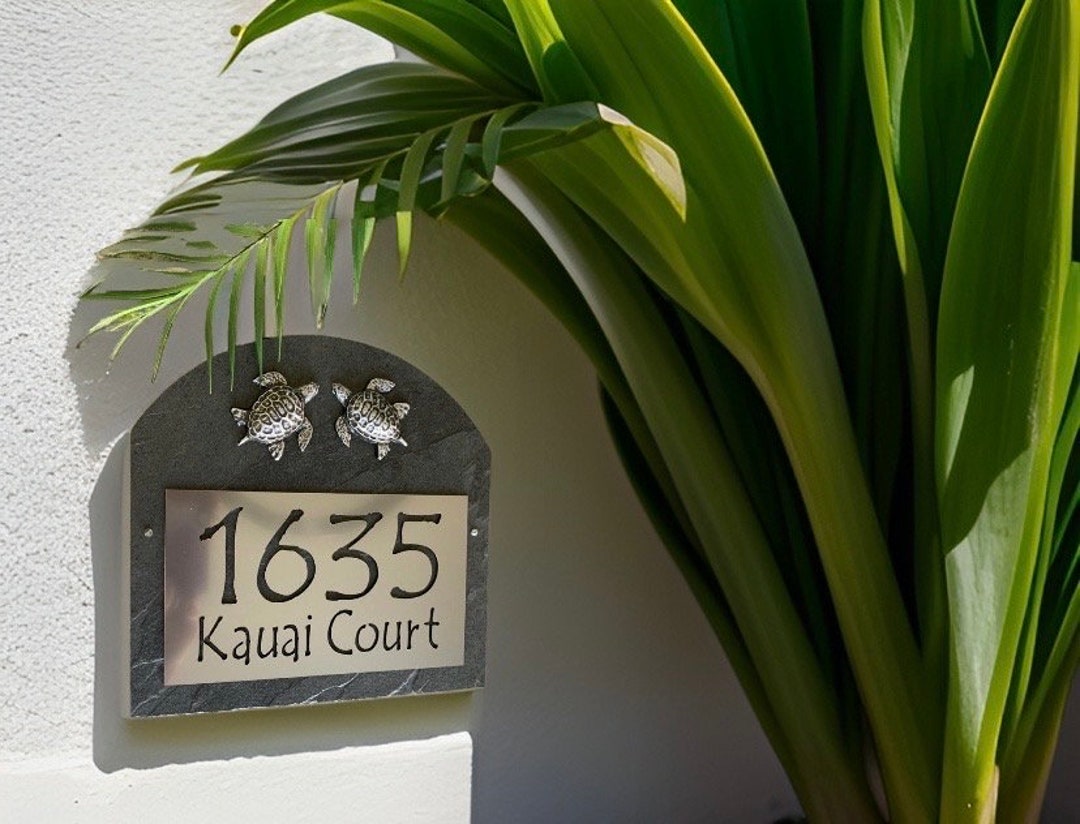 Coastal ADDRESS Plaque, Slate Beach House Numbers, Customized Sea ...