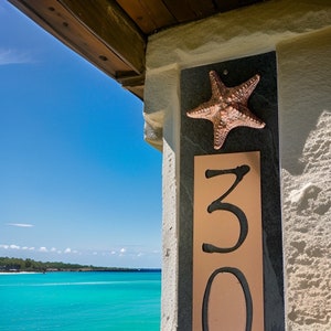 STARFISH House Numbers, Coastal Home Address Plaque, Slate, Vertical ...