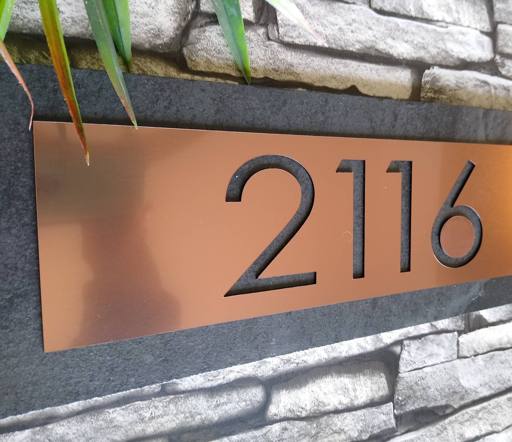 Modern Home Address Plaque House Numbers Copper and Slate | Etsy