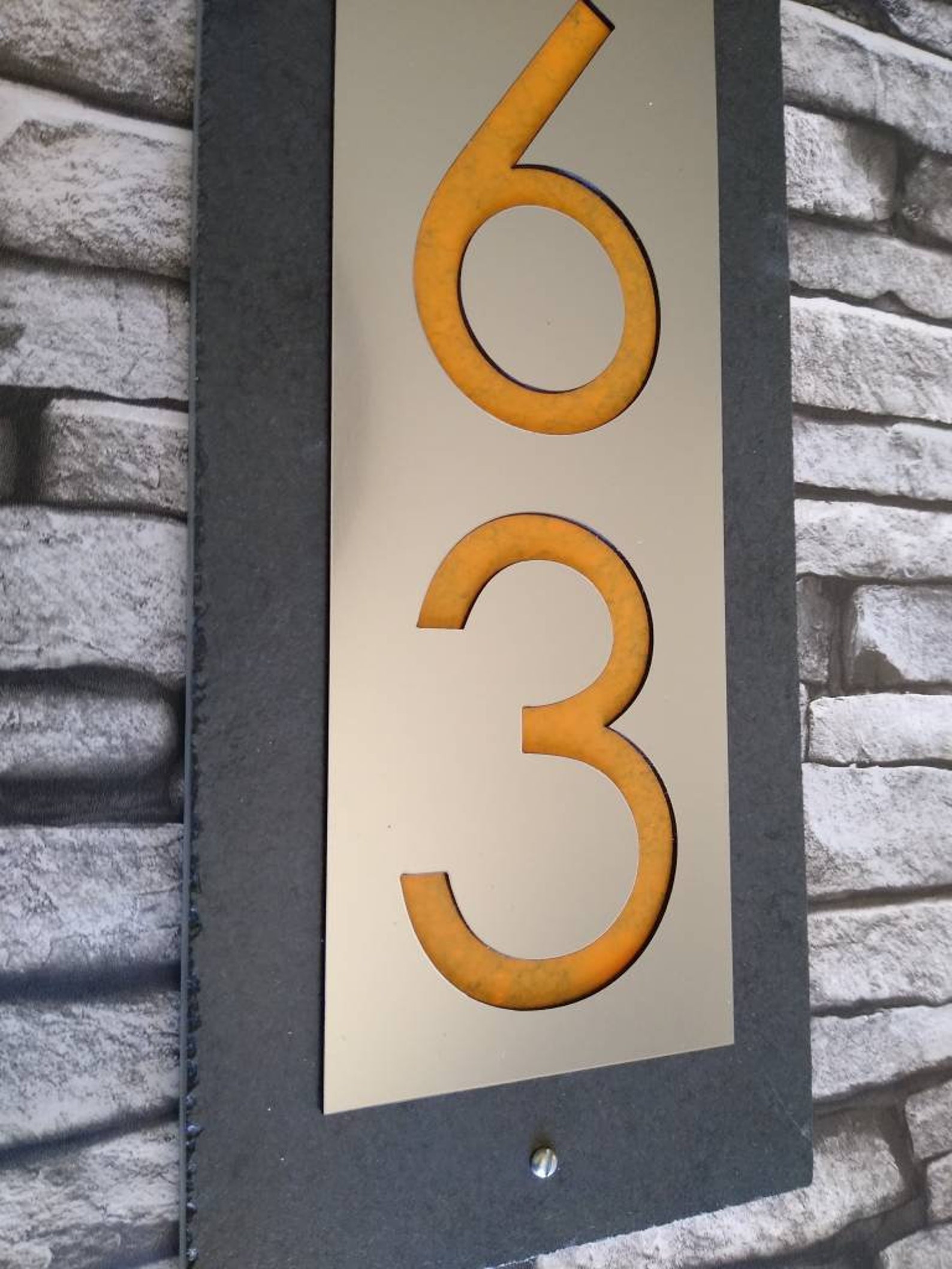 Modern Address Plaque Mid Century House Numbers Vertical | Etsy