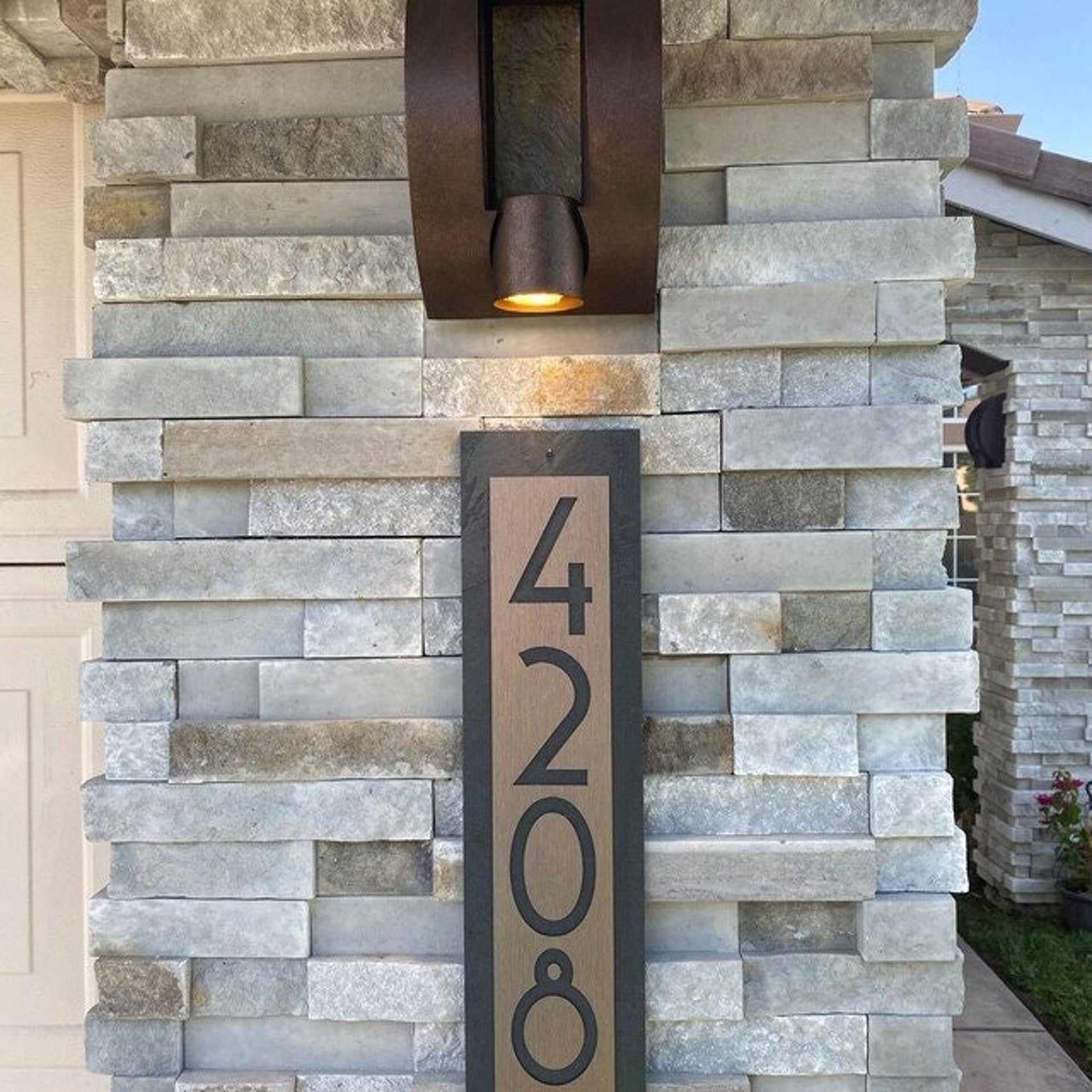 Modern Craftsman House Numbers, Customized Vertical Address Plaque ...