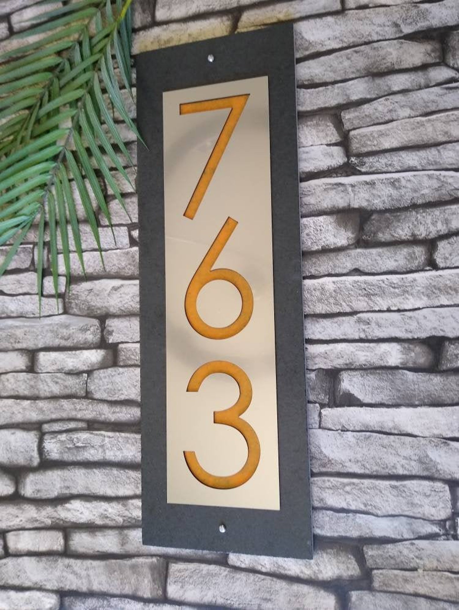 Modern Address Plaque Mid Century House Numbers Vertical | Etsy Canada