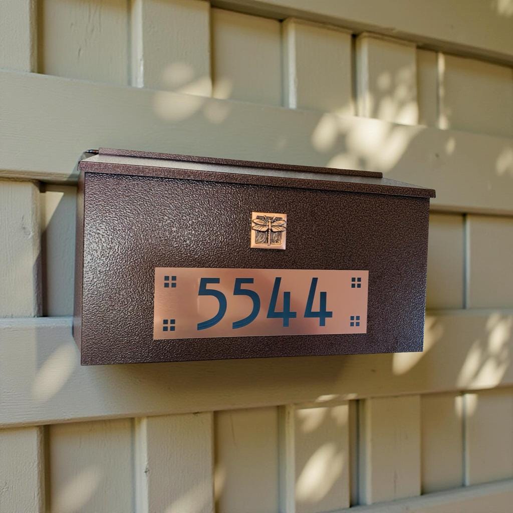 Craftsman Dragonfly Mailbox, Personalized Address House Numbers, Copper ...