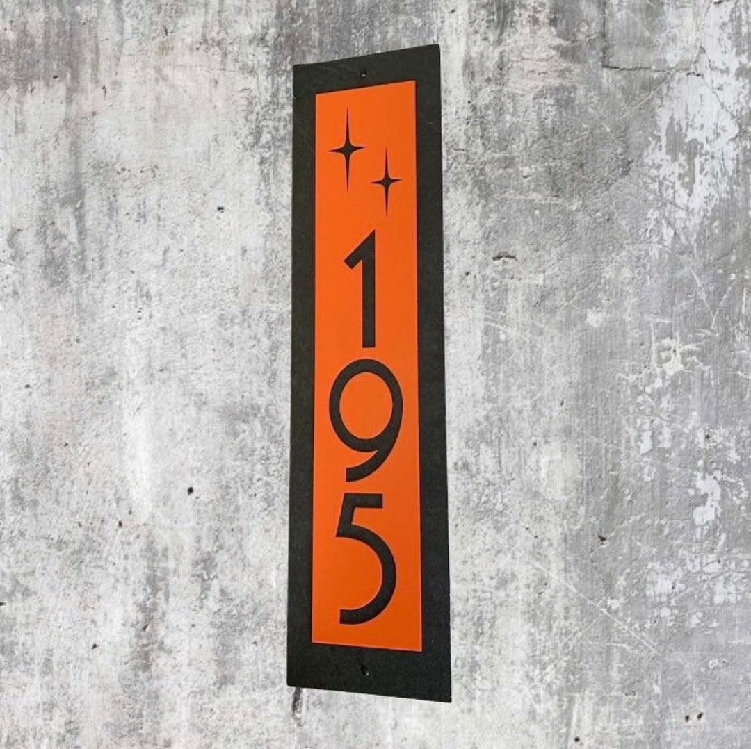 Mid Century Modern Atomic Star Vertical House Numbers Orange - Etsy