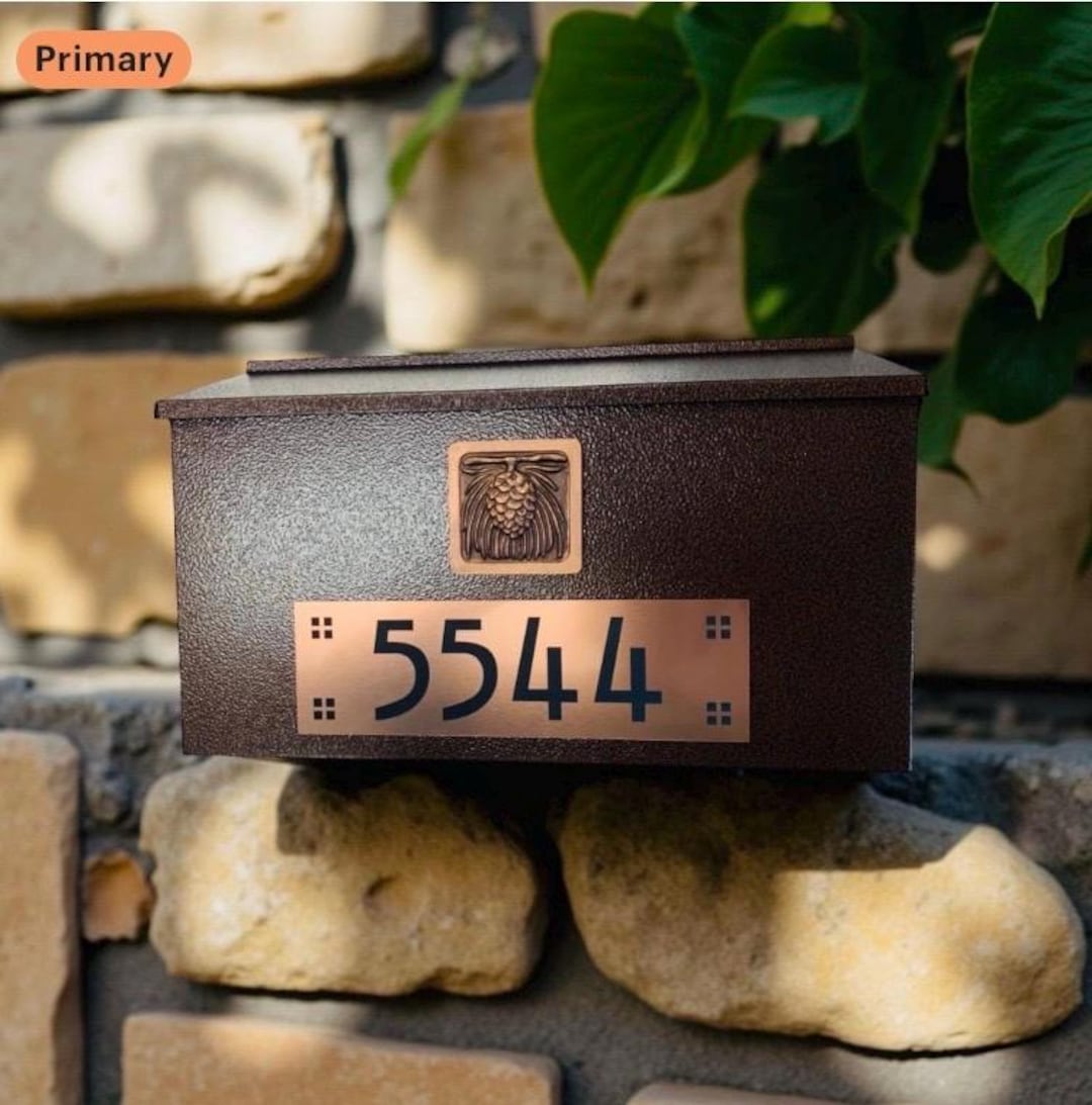 Craftsman Bungalow Large Mailbox, Hammered Bronze With Pinecone and ...