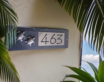 NAUTILUS SHELL Address Plaque, Coastal House Numbers, Copper, Bronze or ...