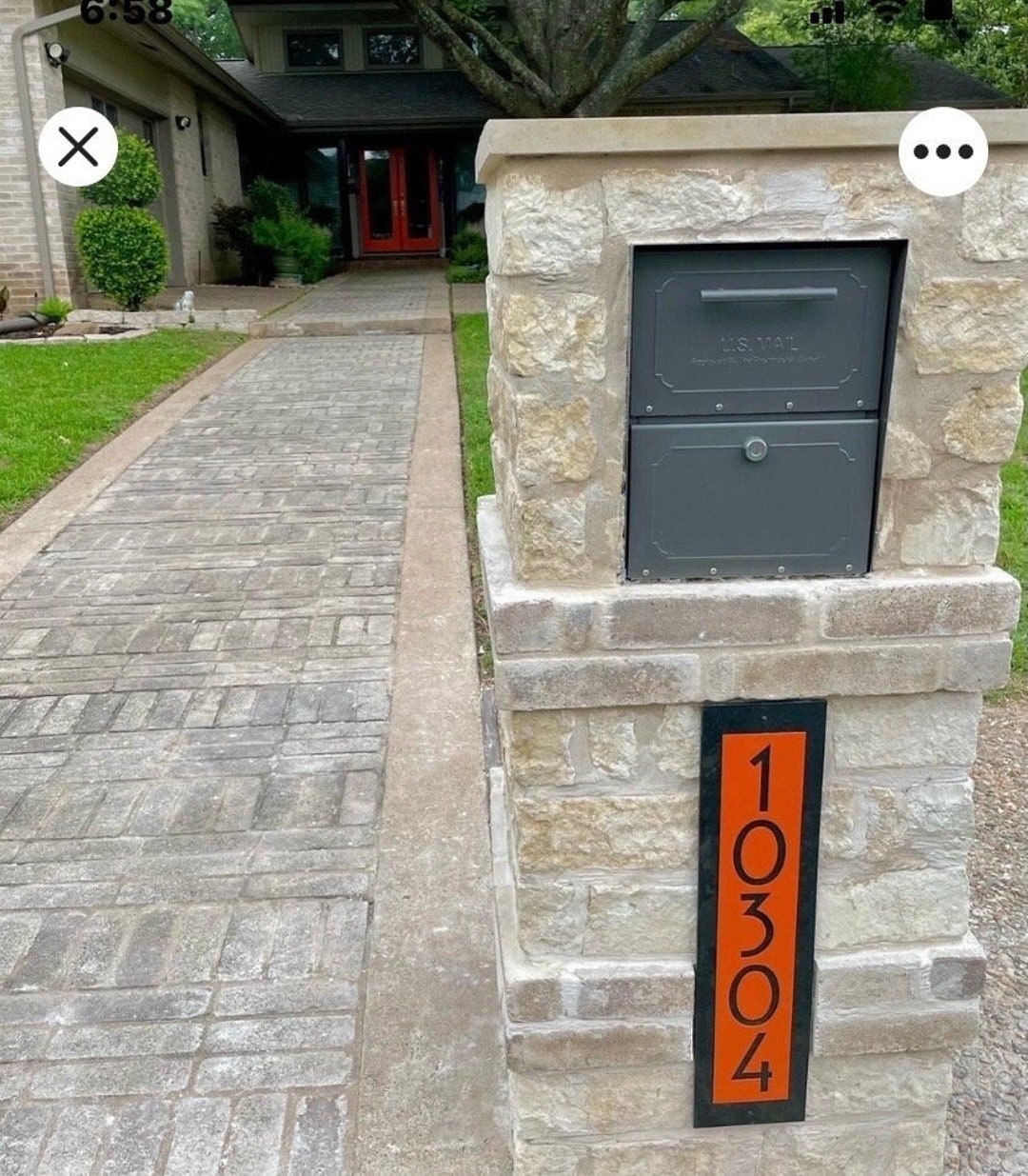 Modern Mid Century House Numbers Slate With Orange Vertical Address ...