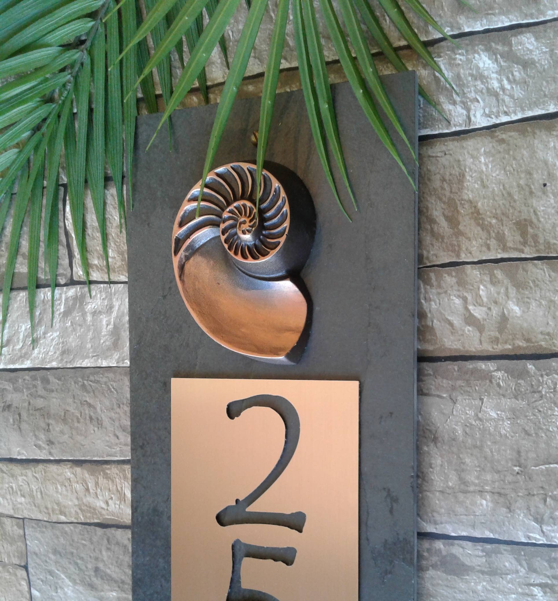 COASTAL Nautilus Shell House Numbers, Home Address Plaque, Copper ...