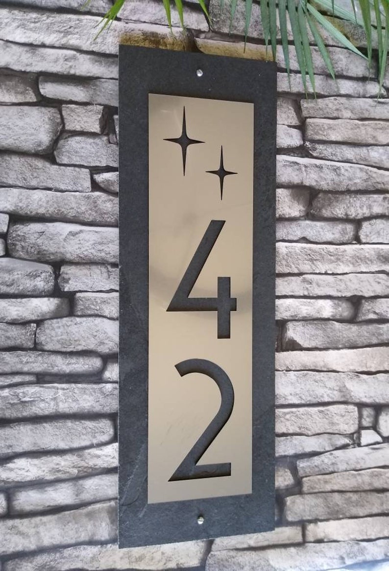 Mid Century Modern Atomic Star Vertical House Numbers | Etsy